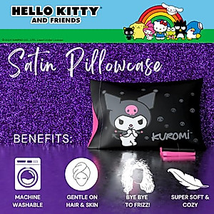 Franco Collectibles Hello Kitty & Friends My Melody & Kuromi Beauty Silky Satin Standard Reversible Pillowcase Cover 20x30 for Hair and Skin, (Officially Licensed Product)