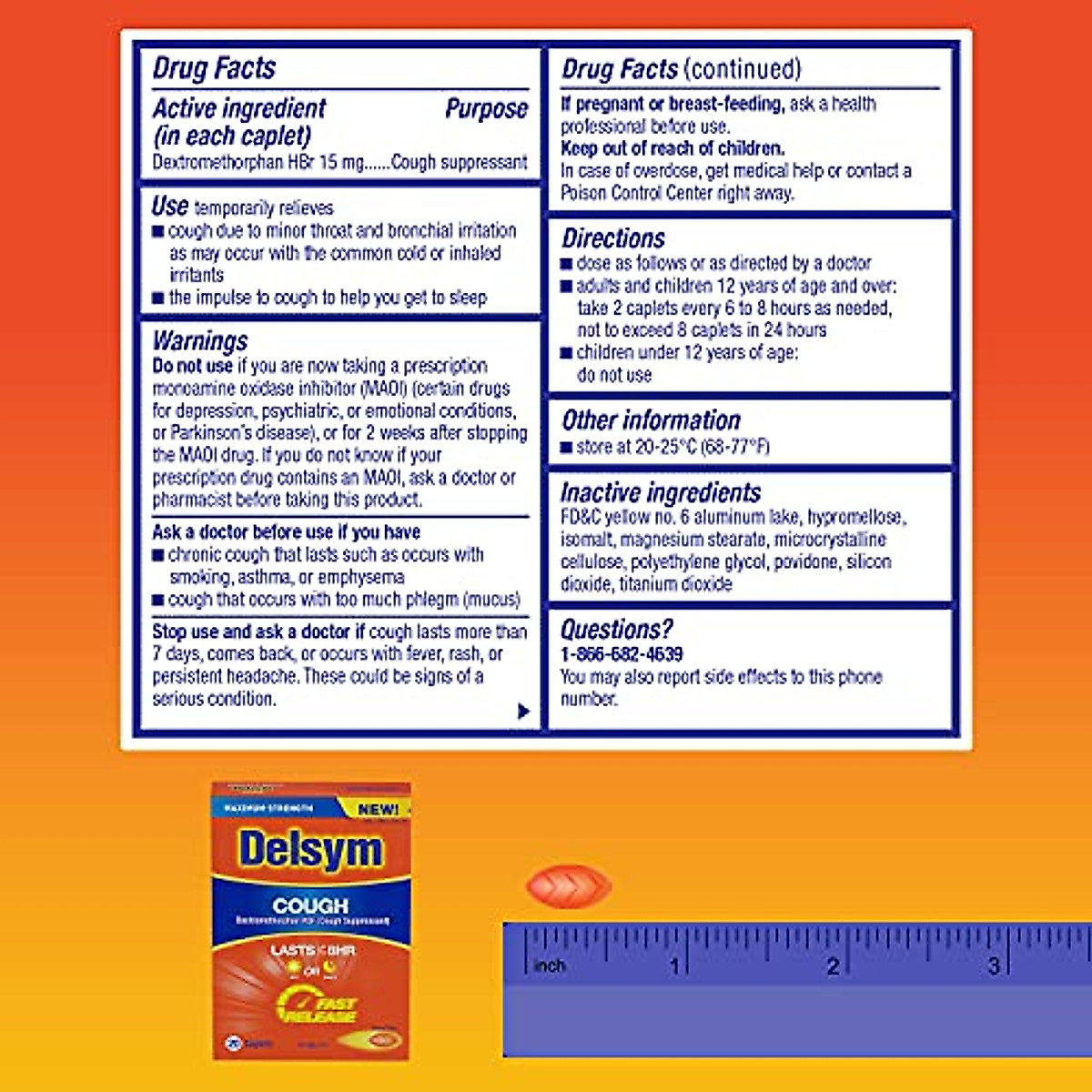 Maximum Strength Delsym Cough Suppressant, Fast Release Caplets, Lasts up to 8 Hour Day or Night, 20 Count