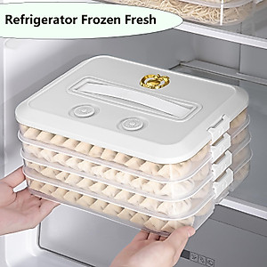 Rzmyencg Food Storage Containers with Lids,Cookie Storage Containers Airtight,Dumpling Storage Box,4-Layer Stackable Snack Container,Time Recoder