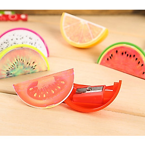 Xiaoyu 15PCS Creative Stationery Cartoon Fruit Shape Plastic Pencil Sharpener for School, Office, Christmas Gift (Colors May Vary)