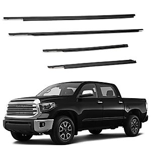 WEILEITE Exterior Window Moulding Belt Glass Sweep Felt Trim Seal Weatherstrip Kit Compatible with Toyota Tundra Double Cab 2007-2020 Replaces 68160-0C020 68210-0C020 68163-0C010 68164-0C010(4PCS)