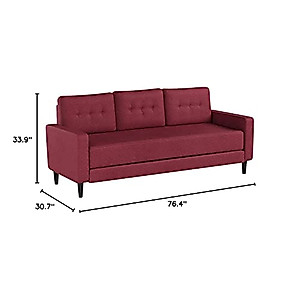 ZINUS Mikhail Sofa Couch / Ruby Red / Button Tufted Cushions / Easy, Tool-Free Assembly