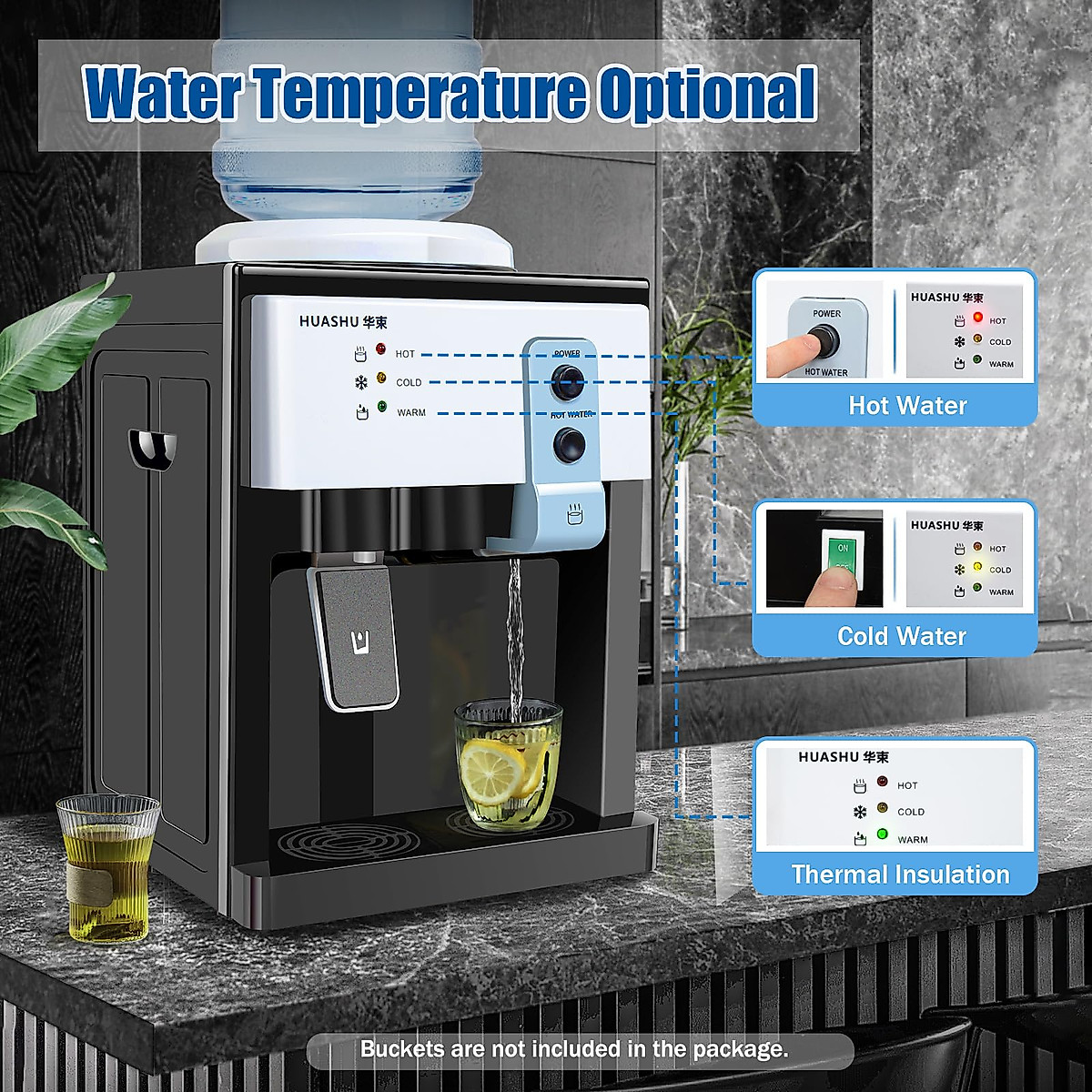 SNKOURIN Top Loading Water Cooler Dispenser, Water Dispenser for 5 Gallon Bottle, 3 Temperature Settings,Hot & Cold Water Cooler Dispenser for Home Office Coffee Tea Bar Dormitory,White
