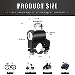 Augeny Motorcycle Helmet Lock Anti-Theft, Metal Tamper-Proof Portable Helmet Safety Lock with 2 Keys, 22-26mm Universal Helmet Accessories for Motorbike Scooter Street Bike (Lock & Black Rope)