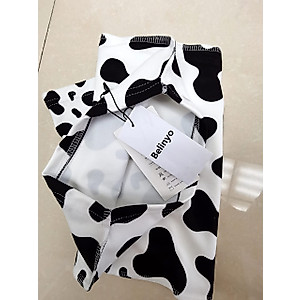 Belinyo Cow Print Newborn Swaddle Set Baby Receiving Blanket with Beanie Hat Infant Swaddle for Girls Boys One Size