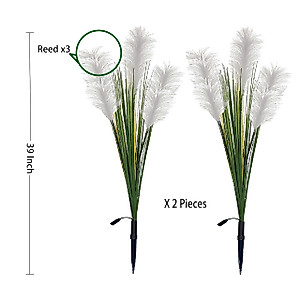 Fake Plants Artificial Plants Reed Greenery Flowers，Pampas Grass Suitable for Office, Home Floor Indoor and Outdoor Decoration LED Lighting (2 Packs)