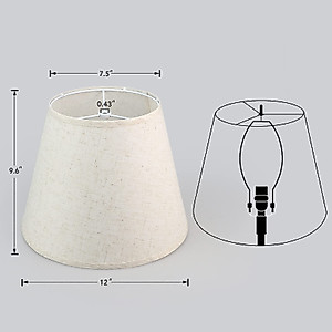 Drum Fabric Lamp Shades for Table Lamps and Floor Light, Lampshades Spider Fitter: 7.9" Top x 12" Bottom x 10" High, Natural Linen Hand Crafted, Set of 2