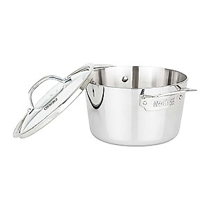 Viking Culinary Contemporary 3-Ply Stainless Steel Soup Pot, 3.4 Quart, Includes Glass Lid, Dishwasher, Oven Safe, Works on All Cooktops including Induction