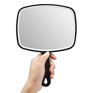 OMIRO Hand Mirror, Large Black Handheld Mirror with Handle, 10.3" L x 7.4" W
