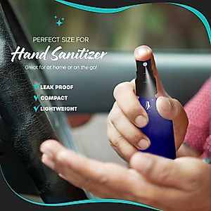 Nevlers 24PK 4 Oz Blue Glass Spray Bottles | Small Glass Spray Bottle Set w/Shrink Wrap, Labels & More| Small Spray Bottle For Use as Travel Size Spray Bottle, Mister Bottle & Spray Bottles for Hair