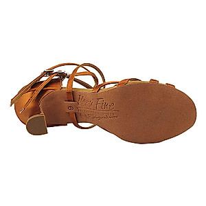 Very Fine Dancesport Shoes - Ladies Rhythm, Latin, Rumba, Salsa Dance Shoes S9206-2.5 inch Heel & Heel Protector Bundle (Copper Tan Satin, Size 6.5)