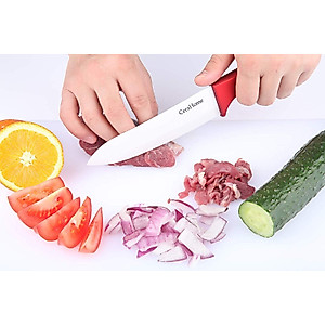 Cerahome Ceramic knife, Ceramic kitchen Knife Set with Sheath Super Sharp Kitchen Knives 5inch Fruit Knife(Red)
