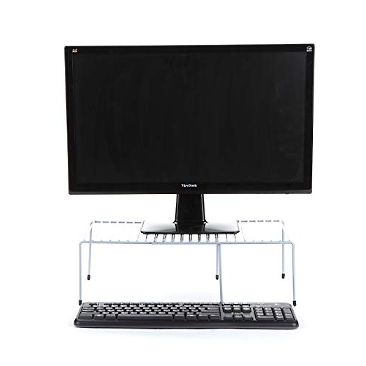 Mind Reader Expandable Counter and Cabinet Shelf, Kitchen Pantry Rack, Multi-Purpose Storage and Organization, for Bedroom, Bathroom, Silver, 10.5" L x 11.5" W x 5.75" H