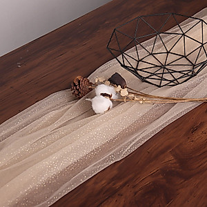 HAVII 60" x 8 Yards Champagne Glitter Tulle Fabric Rolls Sequin Sheer Fabric for Bridal Veil Wedding Arch Backdrop Decor Tutu Skirts DIY Sewing Craft