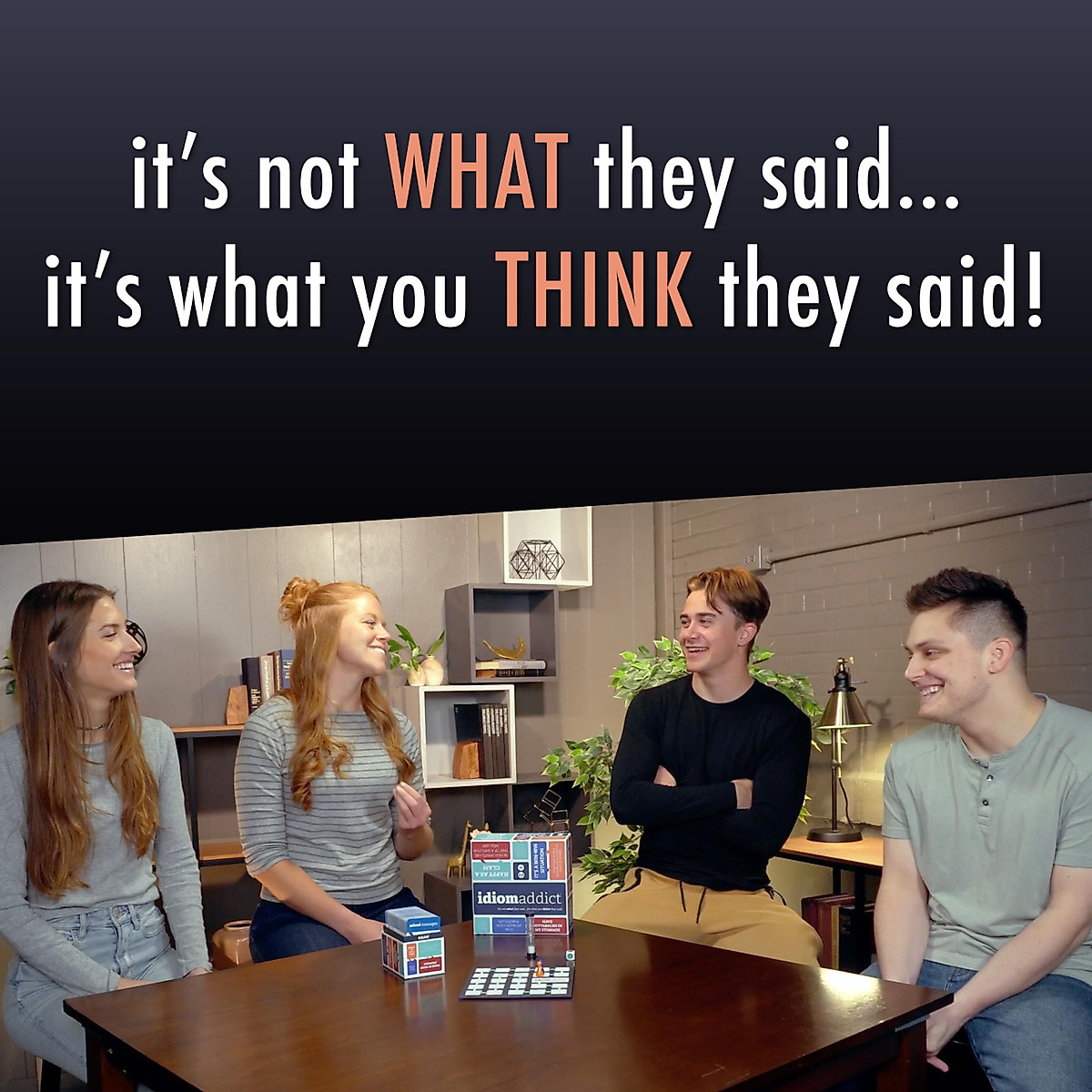 Idiom Addict, Decipher The Gibberish Phrase, 2400 Funny Brain Teasers, Large Group Party Game for 4+ Players