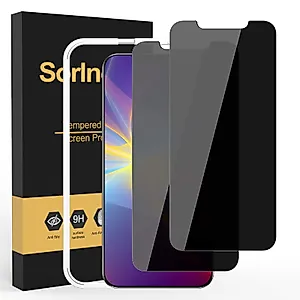 sorlnern (2 Pack) Privacy Screen Protector for iPhone 12 Pro Max, iPhone 12 Pro Max Anti Spy Tempered Glass Screen Protector, with Easy Installation Tray
