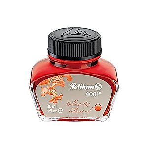 Pelikan 4001 Bottled Ink for Fountain Pens, Brilliant Red, 30ml, 1 Each (301036)