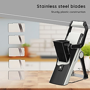 Mandoline Food Slicer - Multi Vegetable Chopper & Food Veggie Cutter with Stainless Steel Blades - Onion, Carrot & Potato Slicer for Cooking & Kitchen Meal Prep