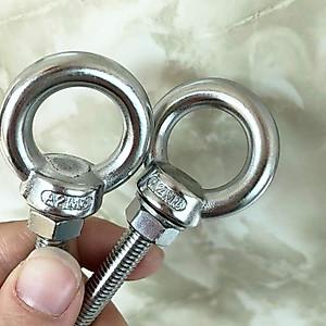 AIVOOF Shoulder Eye Bolt, 2 Pack M8 Stainless Steel Eye Bolts 4" Heavy Duty EyeBolts Screws in Eye Hooks with Washer and Nuts for Lifting and securing Cables Wires, Long Shank Thread Length 100mm