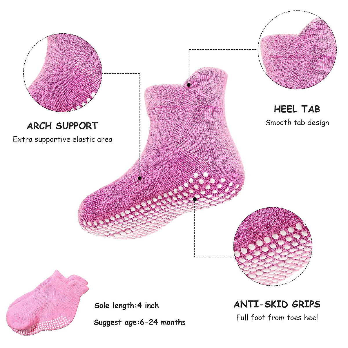 Geyoga 18 Pieces Baby Headband Newborn Socks and Mittens Sets Elastic Baby Essentials Boys Girls 0-6 Months (Wine Red, Pink, Yellow, Balsklish Green, White, Black)