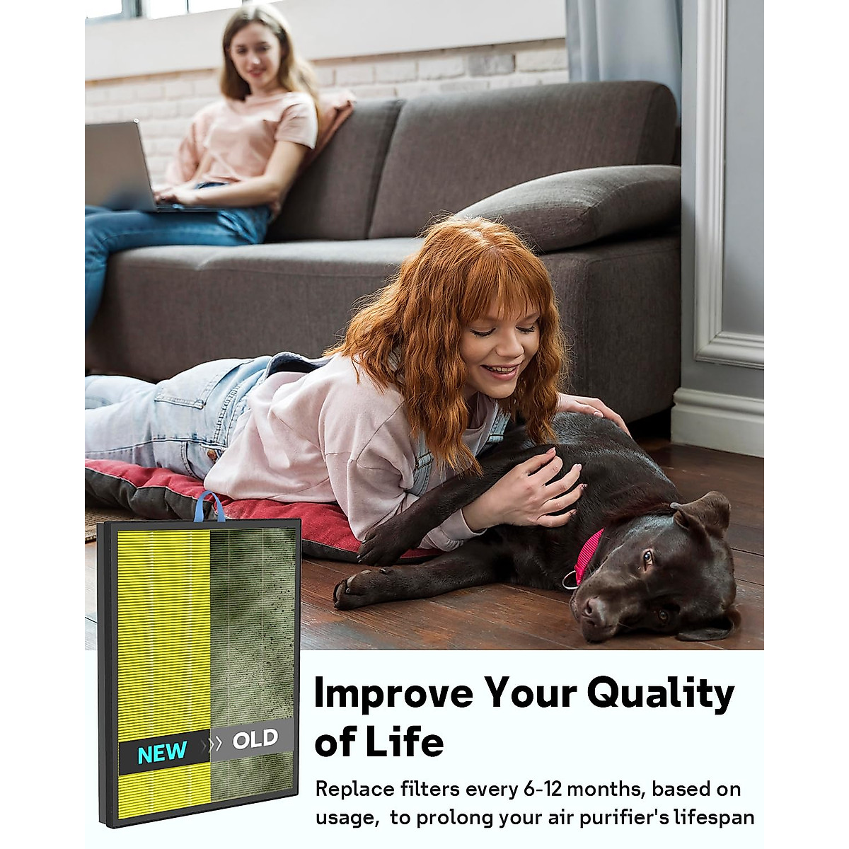 Leemone 2 Pack Vital 200S-P Pet Allergy Replacement Filter Compatible with LEVOIT Vital 200S Air Purifier, 3-in-1 H13 True HEPA Activated Carbon Filter, Vital 200S-RF-PA (LRF-V201-YUS), Yellow