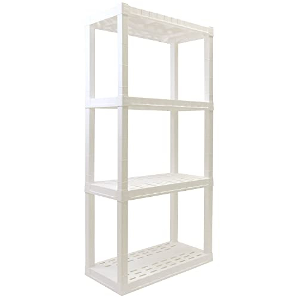 OYTHO 56" H x 14" D x 30" W 4 Shelf Plastic Garage Shelves, Pack of 2 Storage Shelving Units, White 400 lbs Capacity