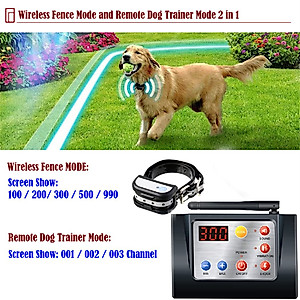 Smart Wireless Electronic Pet Dog Fence System and Dog Training Collar, Remote Control, Waterproof, Shock Resistant Collar, Electric Collar with Buzzer/Vibration/Shock, Suitable for 1/2/3 Dogs,for3do