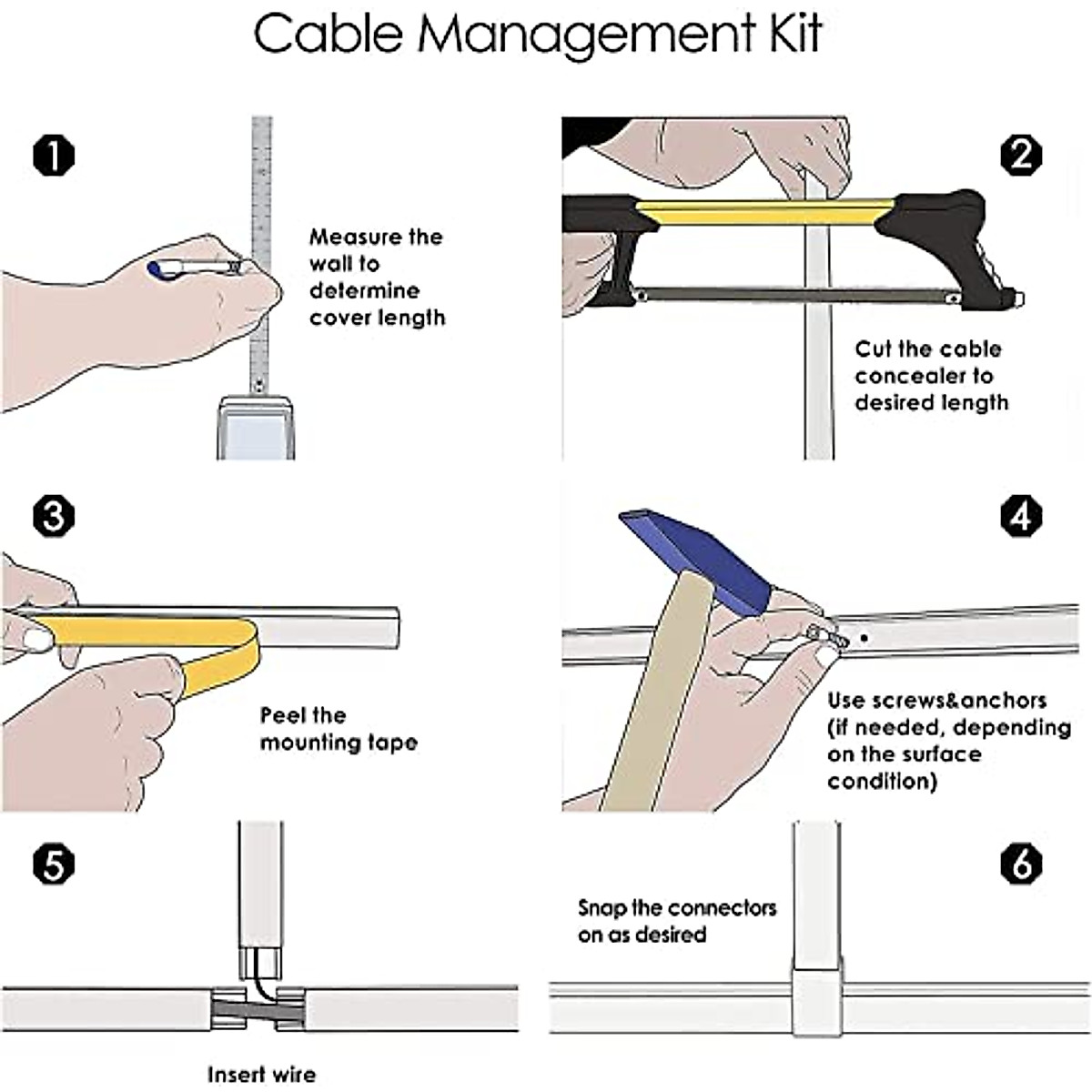 Cord Hider for Wall Mounted Tv Kit 315" Paintable White Baby and Pets Proof Electrical Strip Cord Cover Cable Hider Cable Raceway Wire Covers for Cords Wire Hider Cable Cover Cord Cable Concealer