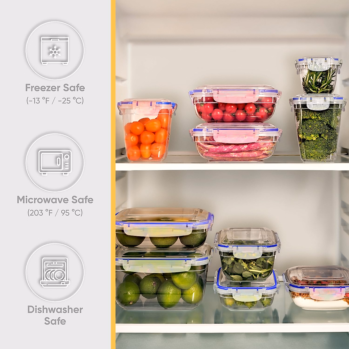 Superio Plastic Food Storage Containers with airtight Lid for Pantry, 2 Pack, Fridge- 80 Oz- BPA Free, Leakproof Sealed Container- Microwave, Dishwasher and Freezer Safe, Clear (Clear)