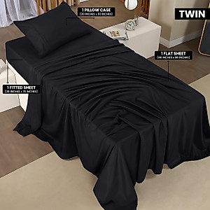 Utopia Bedding Twin Bed Sheets Set - 3 Piece Bedding - Brushed Microfiber - Shrinkage and Fade Resistant - Easy Care (Twin, Black)