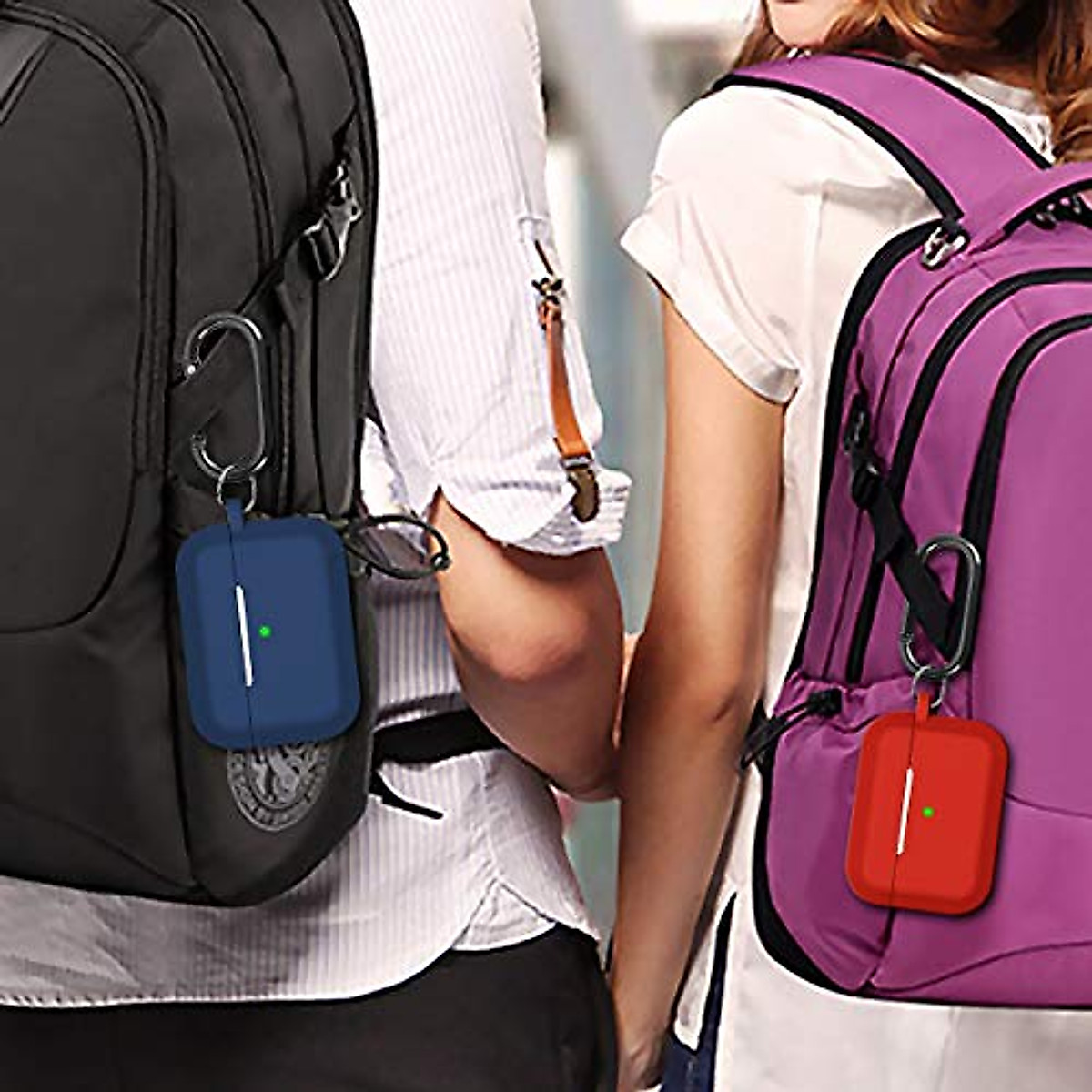 Doboli Compatible with Airpods Pro Case Cover with Keychain, Full Protective Silicone Skin Accessories for Women Men 2019 AirPods Pro [Front LED Visible] Navy Blue