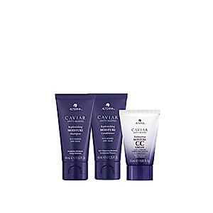 Alterna Caviar Anti-Aging Replenishing Moisture Travel Kit | For Dry, Brittle Hair | Protects, Restores & Hydrates | Sulfate Free, Shampoo, Conditioner, and CC Cream