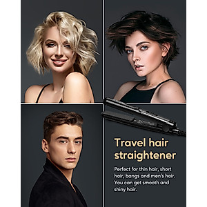 Wavytalk Mini Flat Iron 0.7 Inch Ceramic Mini Hair Straightener, Small Flat Irons for Short Hair, Curls Bangs, Dual Voltage for Travel