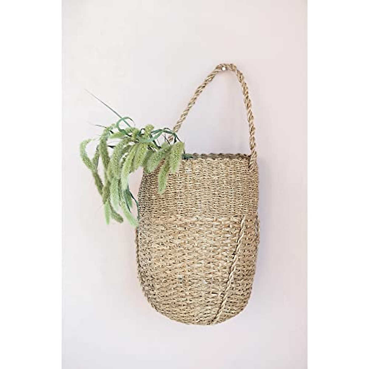 Creative Co-Op Hand-Woven Bankuan Bucket w/Handle, Natural Basket, 13" L x 13" W x 17" H