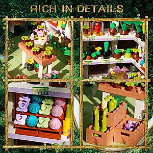 600PCS Flower House Building Blocks,Creative Ideals Floweres Shop Building Blocks, Best Choice for 6+ Boys, Girls or Adults