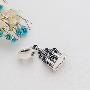 magic Castle Dangle Charm 925 Sterling Silver Pendant,Girl Jewelry Beads Gifts for Women Bracelet&Necklace A0243