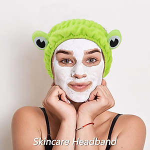 VELSCRUN 6 Pack Spa Headbands and Hair Accessories Set - Makeup, Face Washing, Skincare Wristbands with Green Sponge Bow Ties for Women Gifts