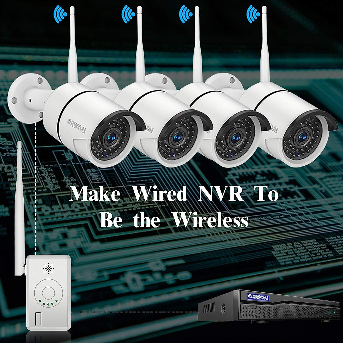 WiFi Range Extender, Wireless Security Camera Range Extender, Surveillance Camera WiFi Repeater, Wireless Extender with Power Supply, Wireless Network Repeater