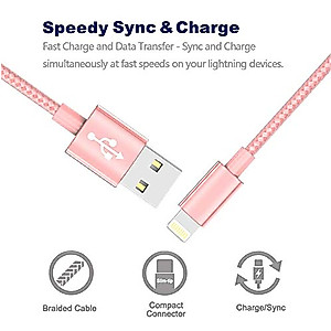 MFi-Certified Lightning Cable iPhone Charger - Compatible with iPhone Xs MAX XR X 8 8 Plus 7 7 Plus 6s 6s Plus 6 6 Plus and More (6FT Rose)