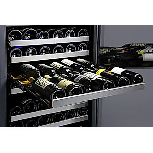 Allavino 24" Wide FlexCount II Tru-Vino 128 Bottle Single Zone Stainless Steel Left Hinge Wine Refrigerator