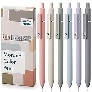 Mr. Pen- Retractable Gel Pens, 6 Pack, Morandi Barrels, Black Gel Pens, Fast Dry, Gel Pens Fine Point 0.5mm, Cute Pens, Gel Ink Pens, Black Pens, Aesthetic Pens for Journaling