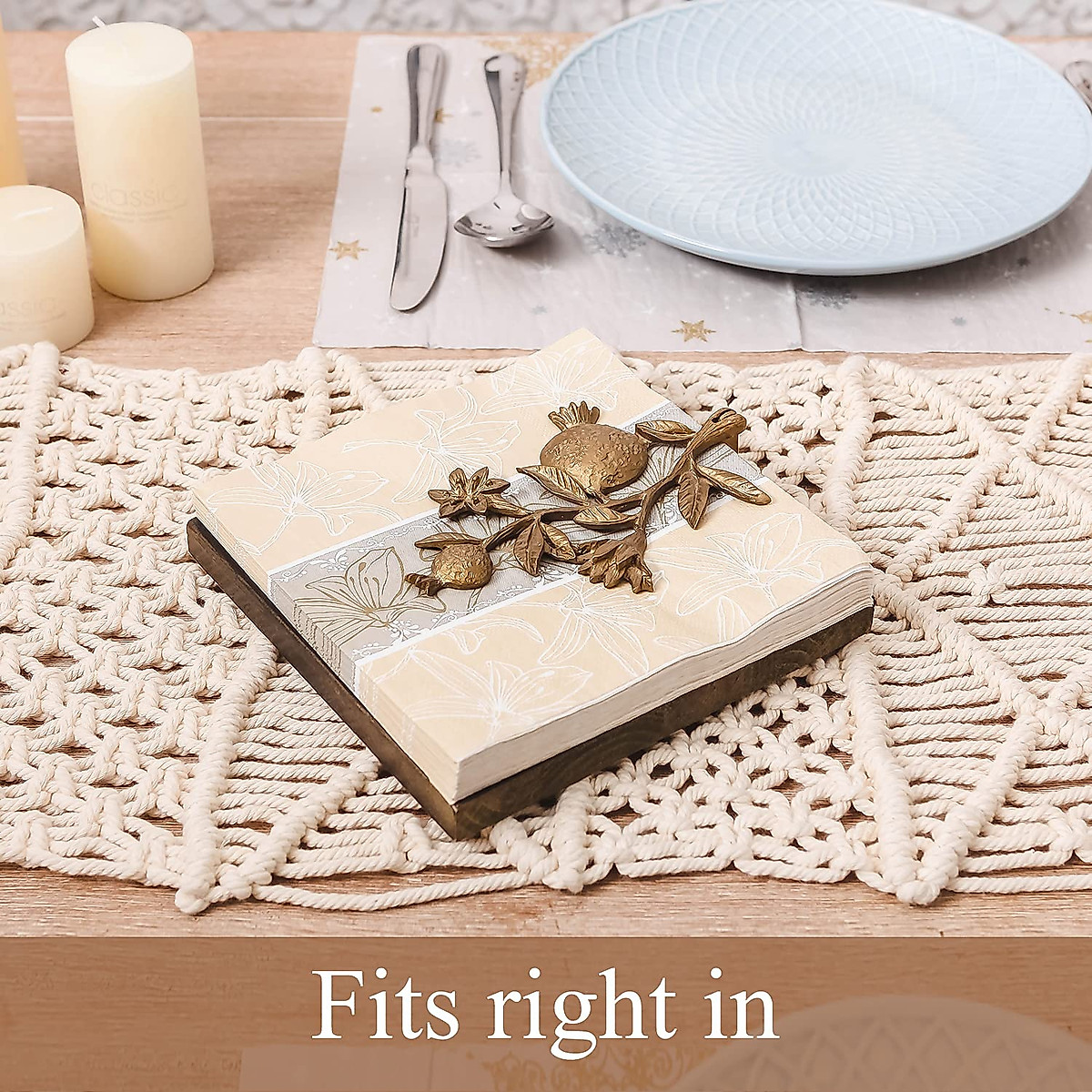 NIKKY HOME Vintage Wood Flat Napkin Holder