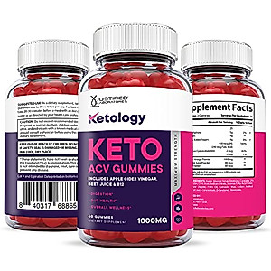 Justified Laboratories (3 Pack) Ketology Keto ACV Gummies 1000MG with Pomegranate Juice Beet Root B12 180 Gummys
