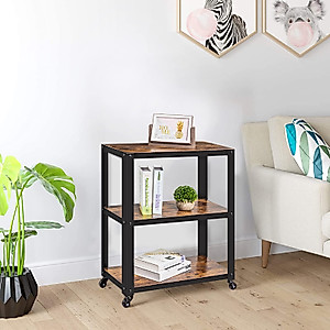 SODUKU Utility Cart 3 Tier Wood Metal All Purpose Rolling Storage Cart for Office Home Kitchen