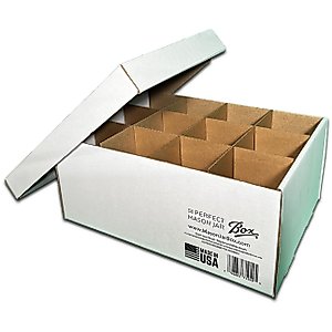 The Perfect Mason Jar Box, Quart. Set of 3 Cardboard Canning Jar Storage & Moving Boxes. Each Box Holds 12 Quart-Size Jars (32 oz), No Tape Required