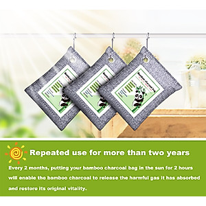 8 Pack Nature Fresh Bamboo Charcoal Air Purifying Bag, Activated Charcoal Bags Odor Absorber for Home Shoe Closet Gym Bag Fridge Pet Car Kitchen Large Room Smoke Drawer Refrigerator Strong Deodorizer Freshener Moisture Remover and Smell Eliminator