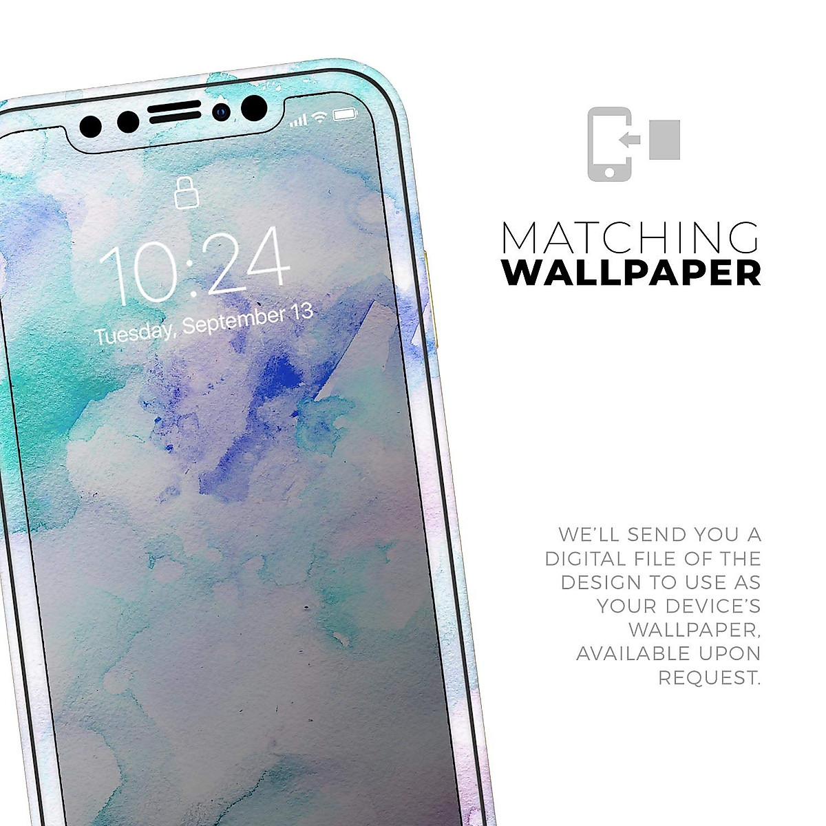 Design Skinz Mint 9 Absorbed Watercolor Texture - DesignSkinz Protective Vinyl Decal Wrap Skin Cover Compatible with The Apple iPhone XR (Full-Body, Screen Trim & Back Glass Skin)