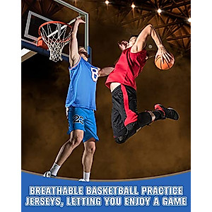 Funtery 12 Pcs Men Basketball Jerseys Mesh Basketball Uniform 2XL Reversible Number Printing Basketball Team Jersey for Men Blue