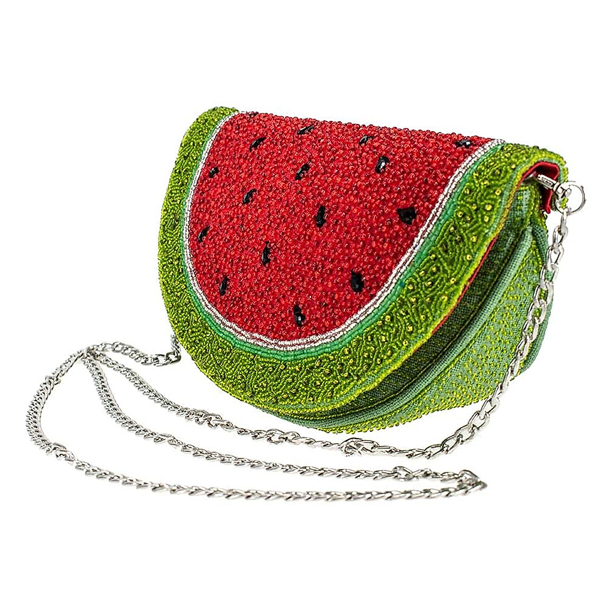Mary Frances Summer Slice Beaded Watermelon Crossbody Clutch Handbag