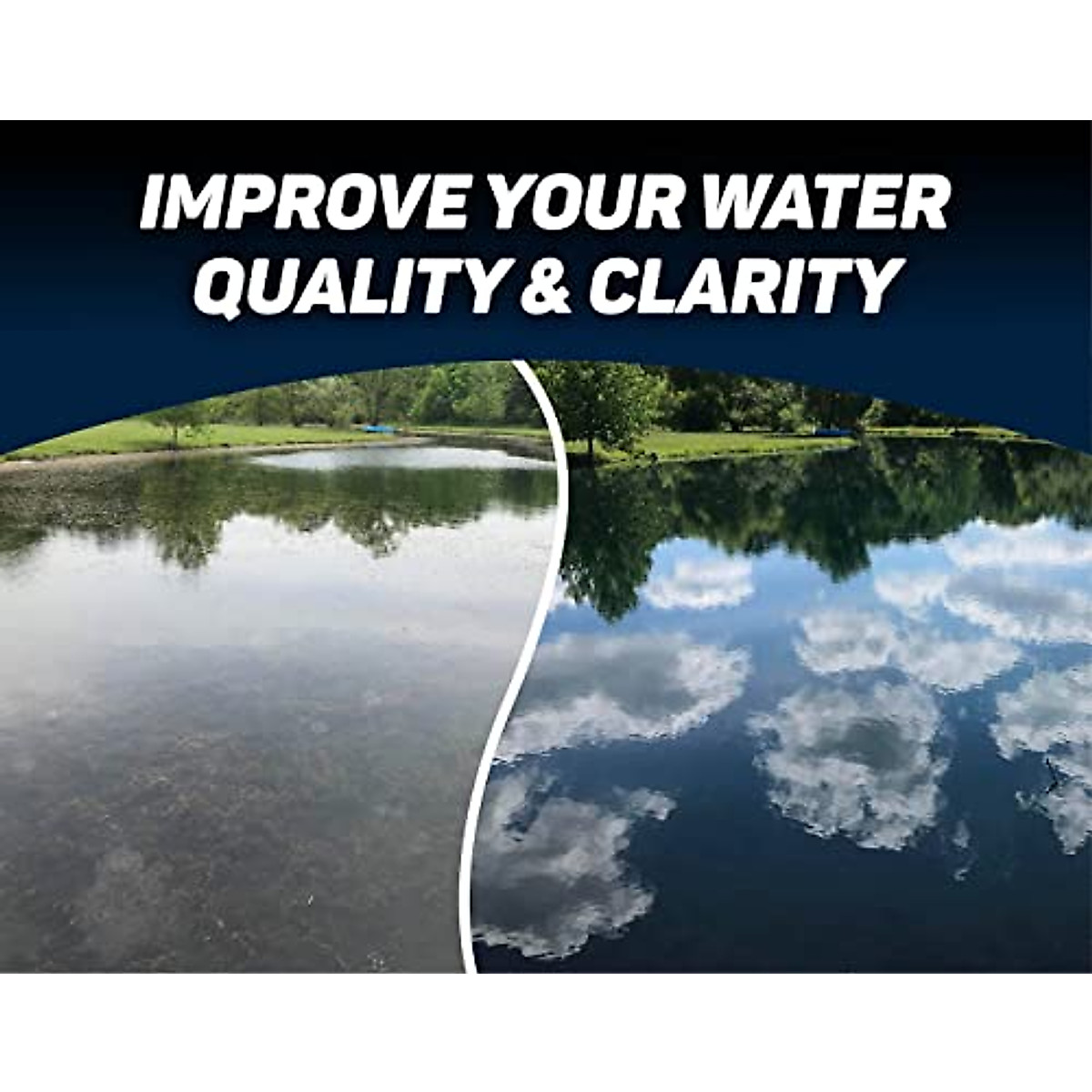 Sapphire Blue Lake & Pond Colorant - 1 Gallon - Deep Dark Blue Color Treats up to 1 Acre - Combination of Crystal Blue & Blackout Pond Dye- Environmentally Friendly Pond Dye